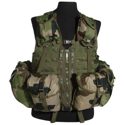TACTICAL COMBAT VEST MODULAR MOLLE SYSTEM 8 POCKETS AIRSOFT FRENCH ARMY ...