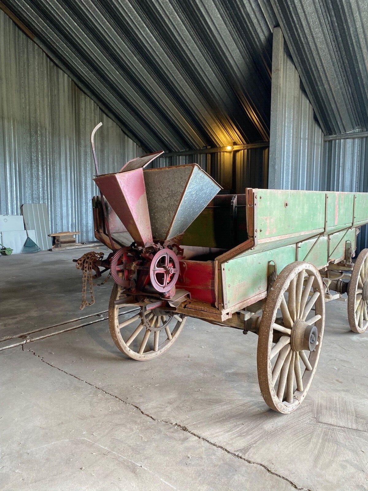 antique farm grain wagon with wooden wheels and hubs | eBay
