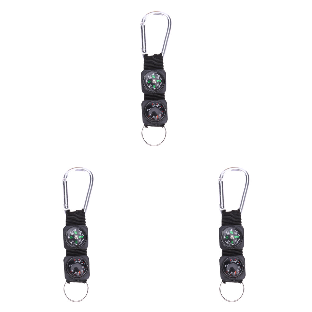3 in 1 Carabiner Ring Black Compass Thermometer Hanger for ...