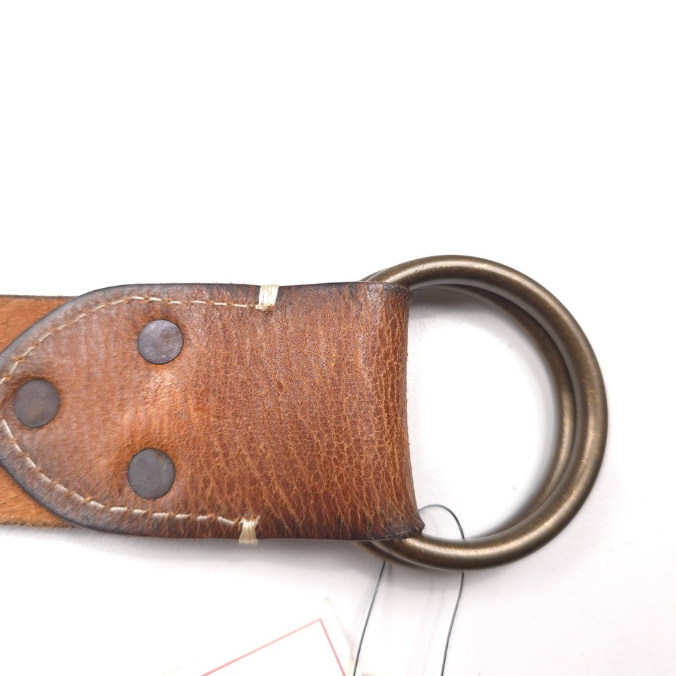 RRL Double O Ring Leather Belt Mens Size 38 Double RL Brown Made in ...