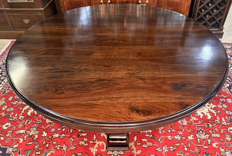 Vintage 60" Round Table Solid Hardwood Barley Twist Dining & Entry ...