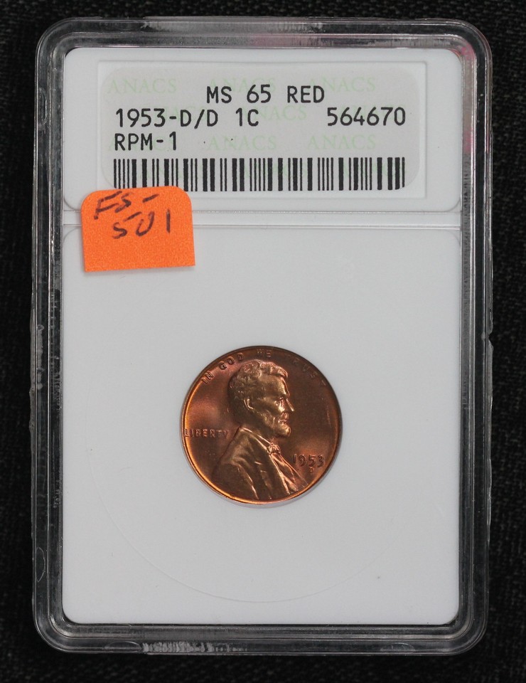 1953-D over D Wheat Cent Repunched Mint Mark ANACS MS65 Red 4QIJ | eBay