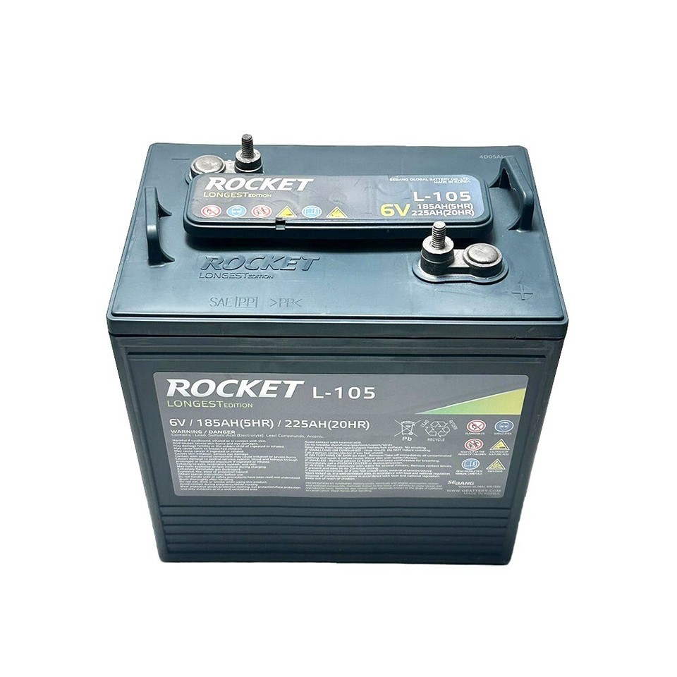 Rocket L-105 225Ah 6V Golf Cart Battery - Compatible w/ T-105 T-605 ...