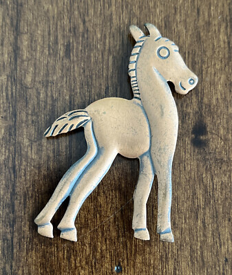Lovely Fun Vintage Copper Horse Donkey Brooch | eBay