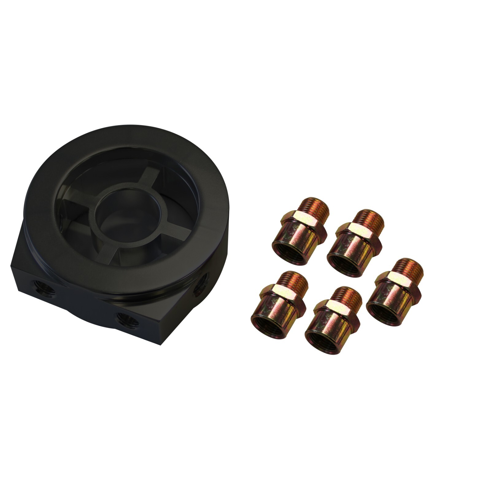 Oil Temperature Pressure Billet Sandwich Plate Kit Black 5 Fittings 2 ...