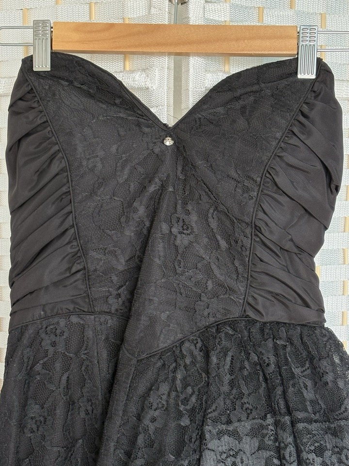 Vtg Black Lace Cocktail Dress 80s Peplum Climax For David Howard 9/10 ...