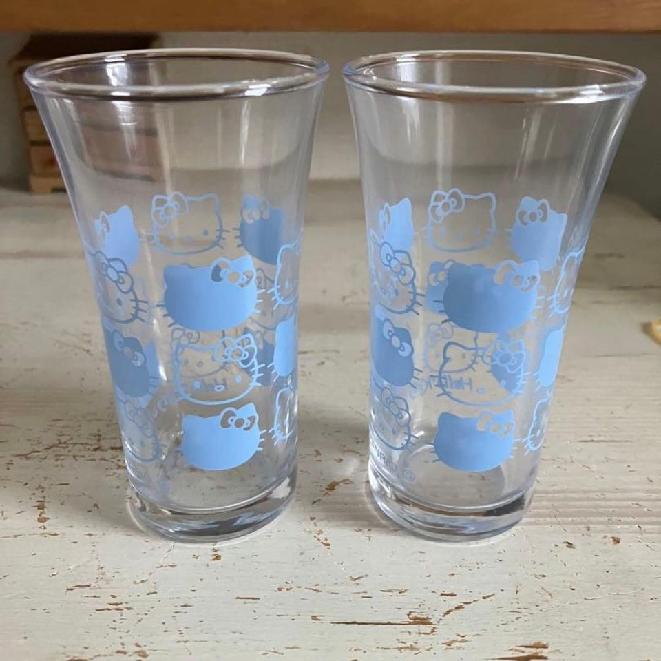 Hello Kitty Glass Cup 2 Glasses Hello Kitty Sanrio Retro | eBay Australia