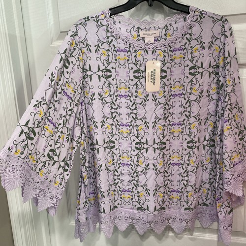 Ladies 1X Blouse- 3/4 Sleeve-lilac Floral-Allison Daley NWT Lace | eBay