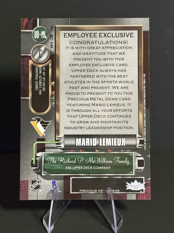 Mario Lemieux - Upper Deck Employee Exclusive - NHL Legends - Metal ...