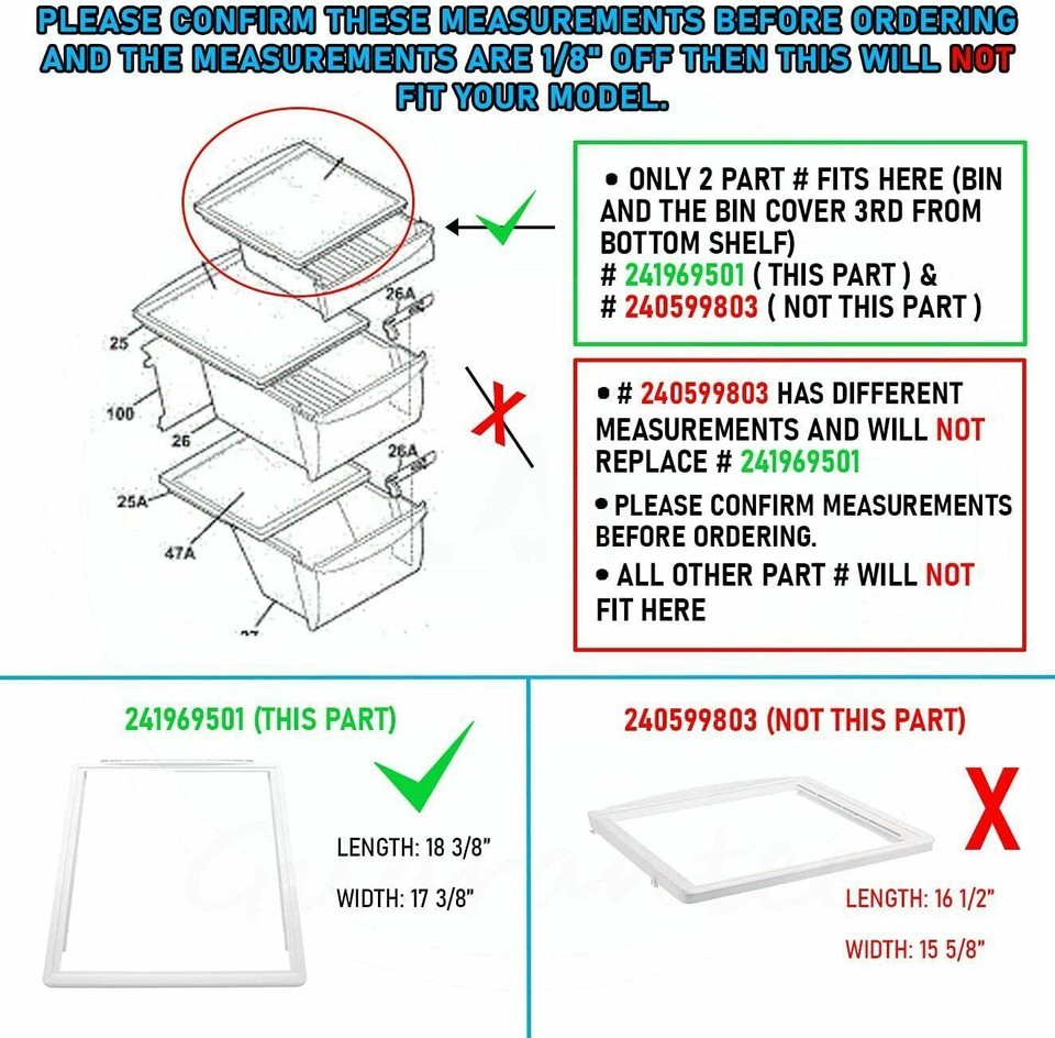 Meat Pan ( Top ) Shelf Frame Compatible with Frigidaire PS2363832 ...