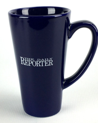 Vintage The Daily Reporter Dark Blue Tall Ceramic Coffee Mug Tea Cup | eBay