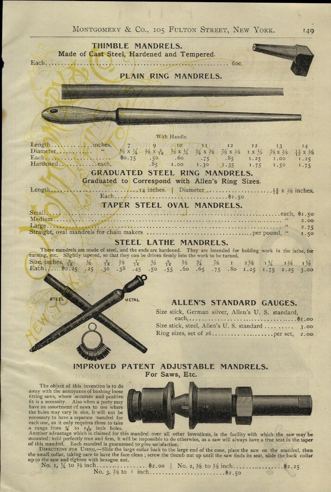 1897 PAPER AD 10 PG Watchmaker Clockmaker Tools Drills Mandrels Dental ...