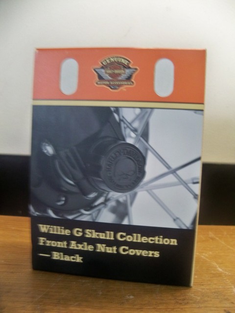 Harley Davidson 43000096 Black Willie G Skull Front Axle Nut Covers 08 ...