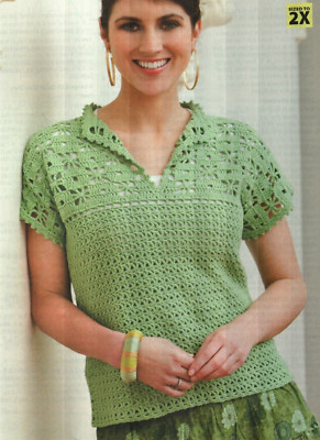 MANDARIN TOP 5 SIZES WOMEN'S CROCHET PATTERN INSTRUCTIONS | eBay