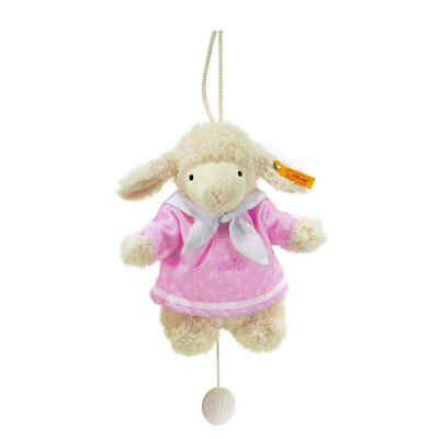 New Steiff Sweet Dreams Stuffed Musical White Lamb Pink Dress Infant ...