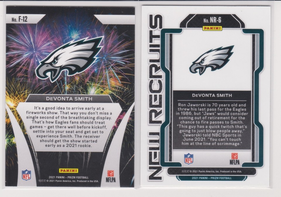 2021 Prizm Devonta Smith Fireworks Rookie #F-12 & New Recruits RC #NR-6 ...