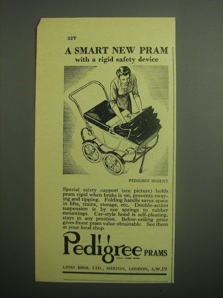1948 Pedigree Regent Pram Ad - A smart new pram with a rigid safety ...