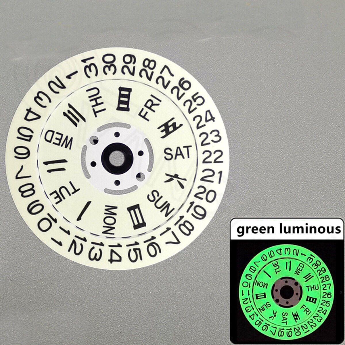Blue/Green Lume White Date Disk Wheel Week Wheel for Movement NH36 Date ...