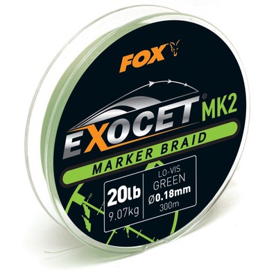 Fox Exocet MK2 Marker Braid 300m 20lb 0,18mm CBL012 Marker Geflochtene ...