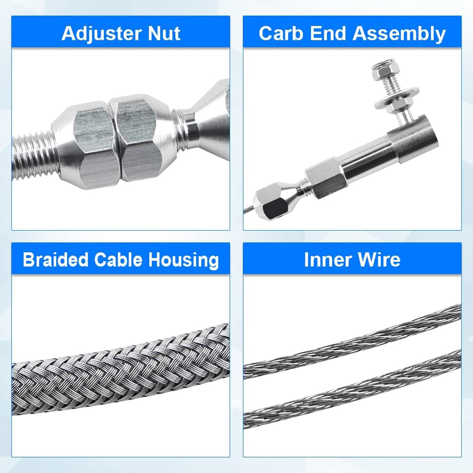 24 Inch Universal Throttle Cable Kit with Aluminum Fittings Ferrules ...