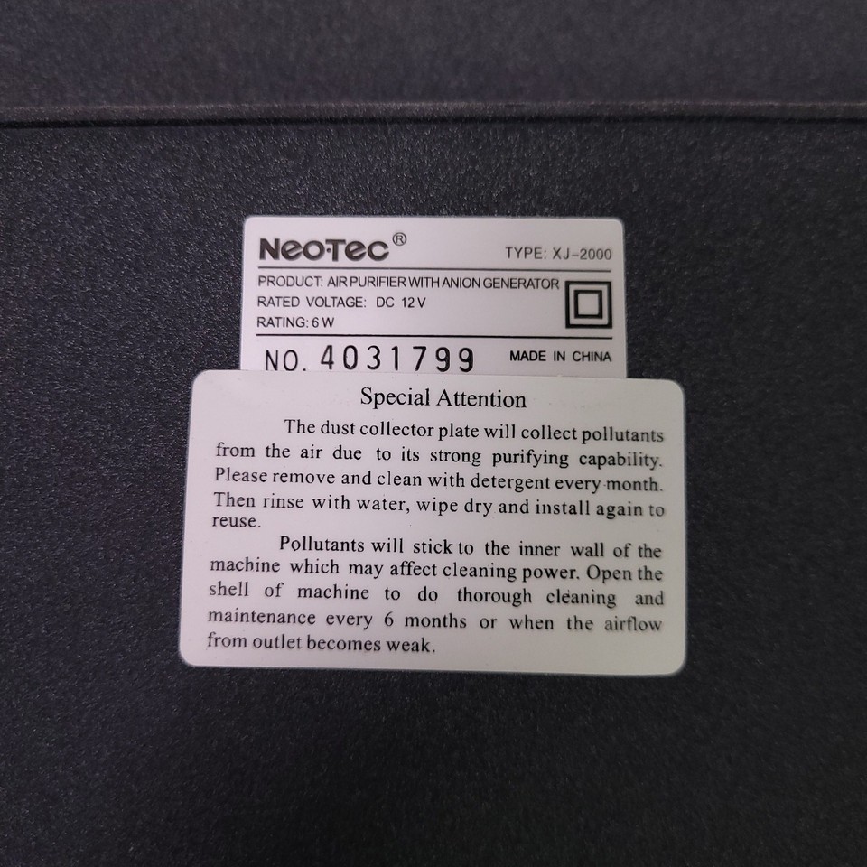 Neotec Ionic Air Purifier XJ-2000 Ion Generator Negative Ionizer EUC In ...
