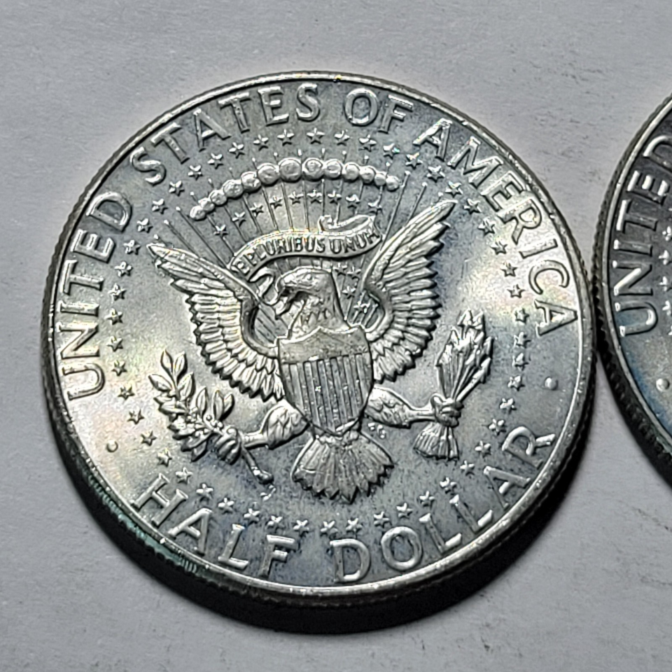 1964 & 1965 JFK Kennedy 50c Half Dollar 90%+40% Silver 2-Coin Set ~Hi ...
