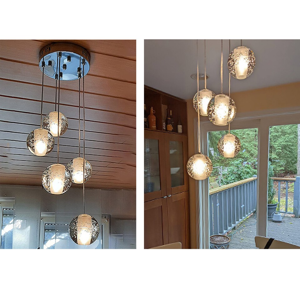 Modern G4 LED Bubble Crystal Round ball Ceiling Light Room Stair ...