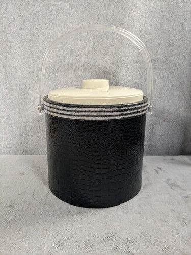 Vintage Ice Bucket Lid With Handle Faux Alligator Leather 8" Tall | eBay