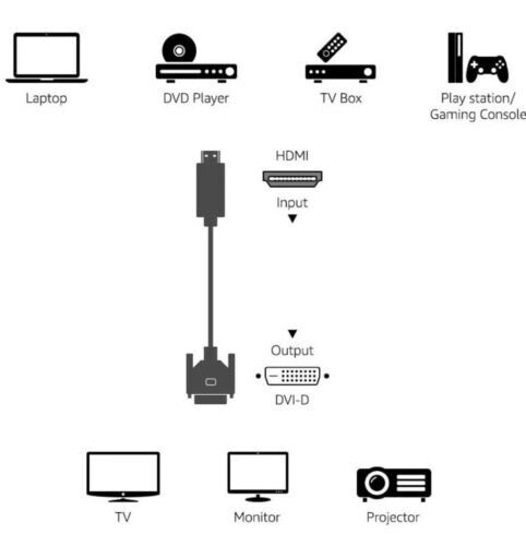 DVI to HDMI Display Adapter Cable 6 feet AmazonBasics FAST SHIPPING ...