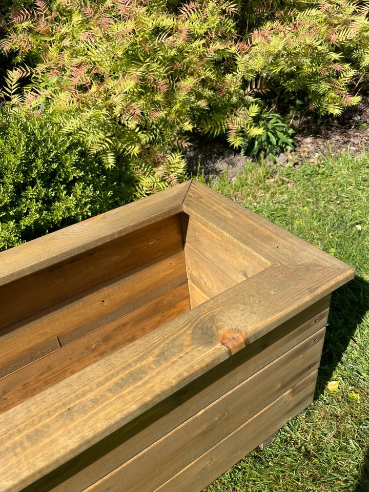 Trough Rectangle Wooden Garden Planter Extra Deep Large Raised Quality ...