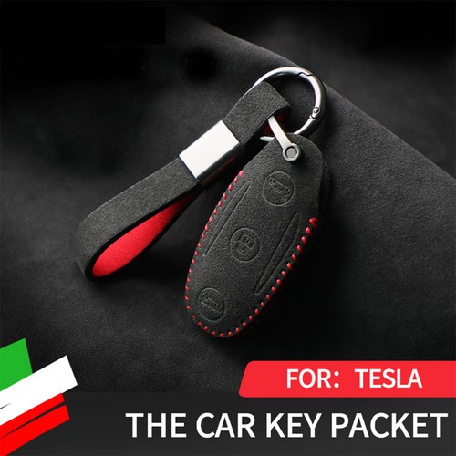 Suede Covered Car Key Fob Remote Protector Holder Cover Case For Tesla ...