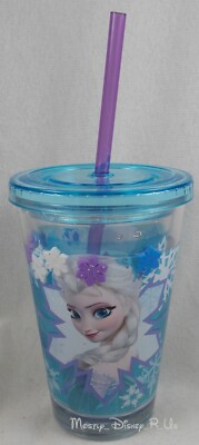 NEW Disney Store Frozen Elsa Cold Cup Tumbler Sippy Milk Plastic Water ...
