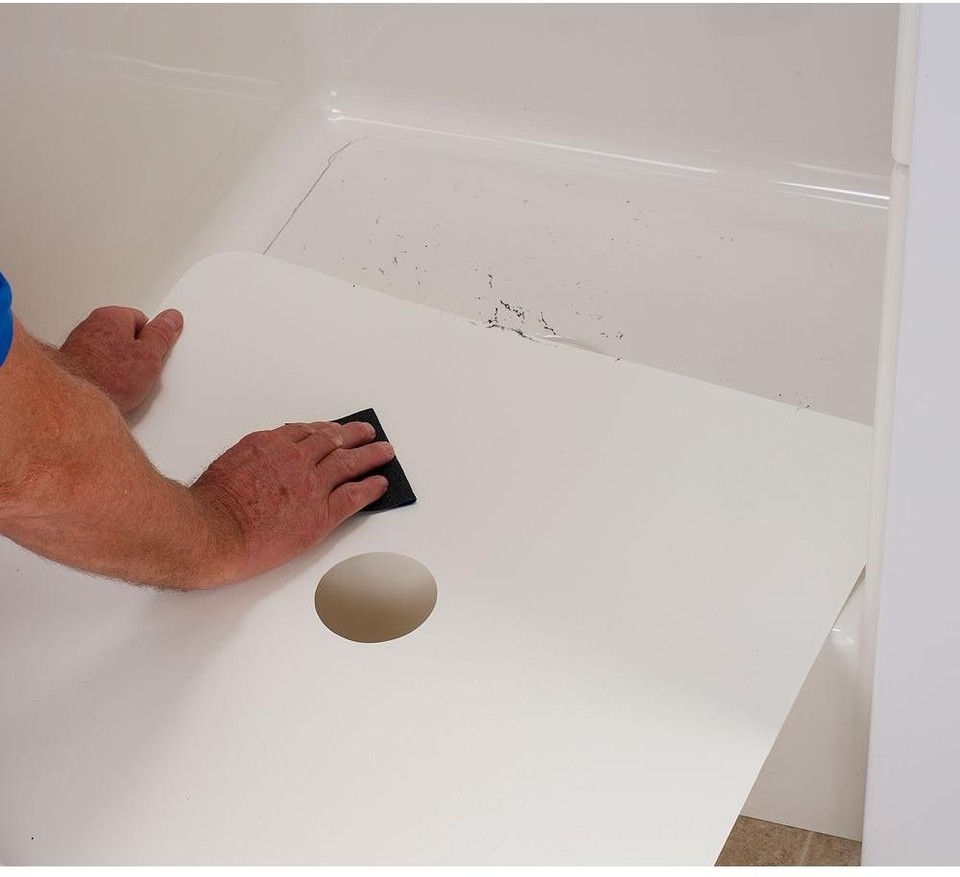 Shower Bath Bathtub Tub Floor Repair Inlay Kit White 22 in. W x 40 in ...