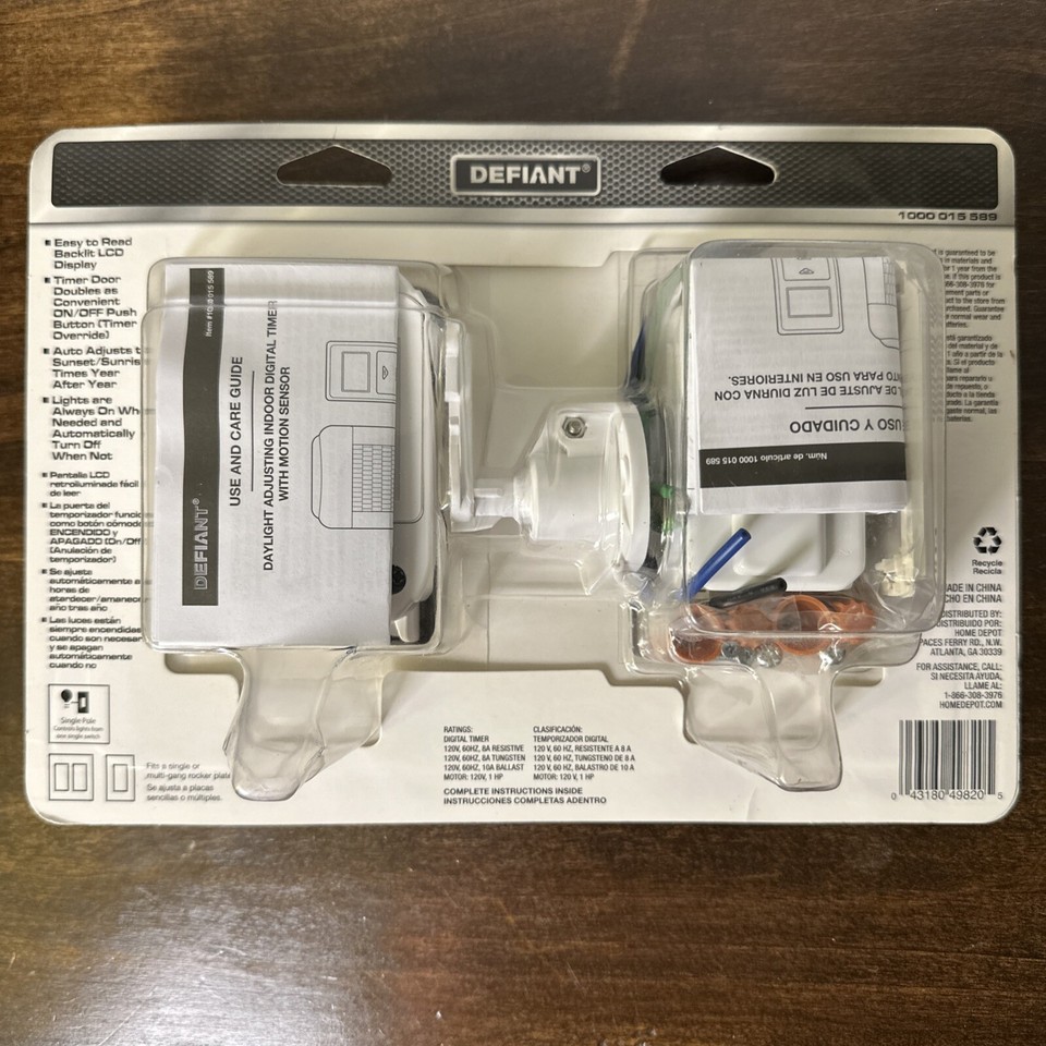 NEW Defiant Daylight Adjusting Indoor Digital Timer Motion Sensor NIP ...