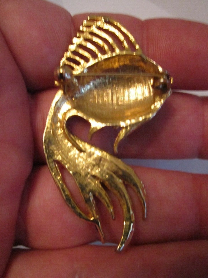 VINTAGE ENAMEL & CRYSTAL FISH BROOCH PIN - SCC | eBay