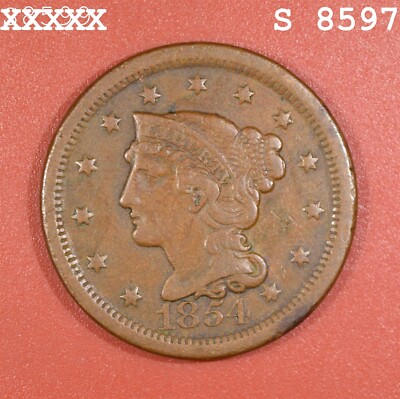 1854 Braided Hair Large Cent "XF" *Free S/H After 1st Item* | eBay