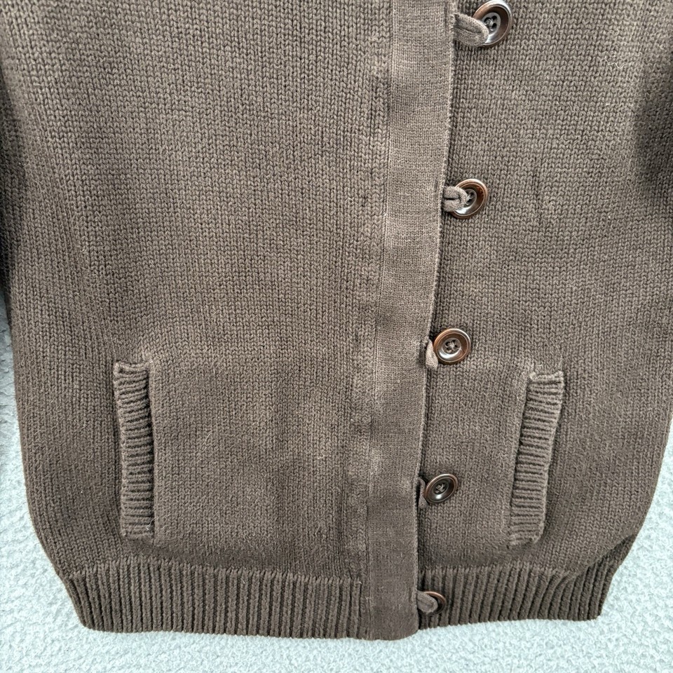 Vintage Ralph Lauren Sweater Womens Petite Brown Knit Full Zip Buttons ...