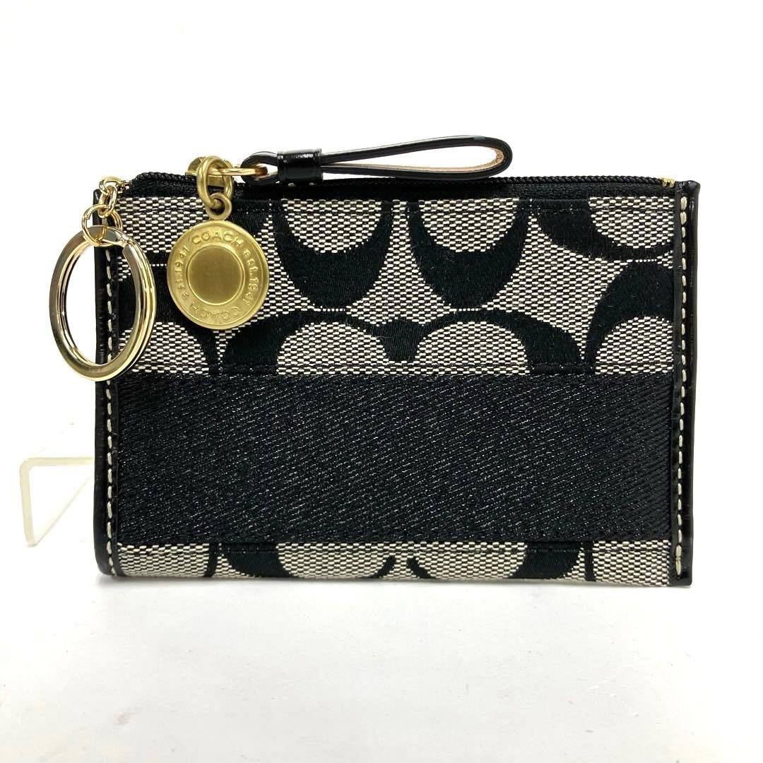 COACH ID Card Coin Case Signature Canvas Black Wallet… - Gem