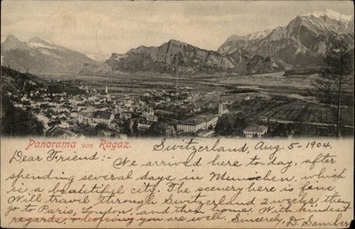 Panorama von Ragaz Switzerland aerial UDB 1904 to FORNIE ROE East ...