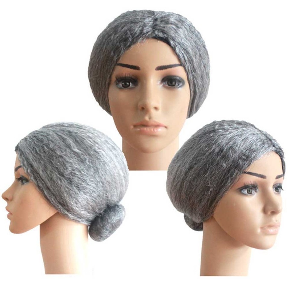 Costume Adult Grandma Accessories Mrs. Santa Wig Bun Wigs | eBay UK