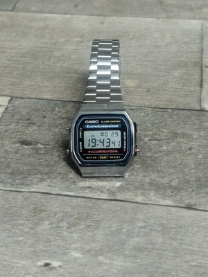 Casio Illuminator Digital Watch Men Silver Tone 3298 Backlight Alarm ...