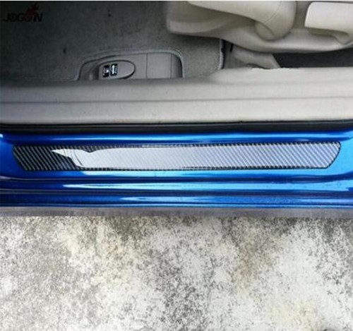 4Pcs Auto Car Carbon Fiber Scuff Plate Door Sill Panel Step Protector ...