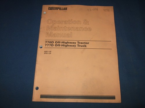 Cat Caterpillar 776D 777D Camion Tracteur Opération & Maintenance ...