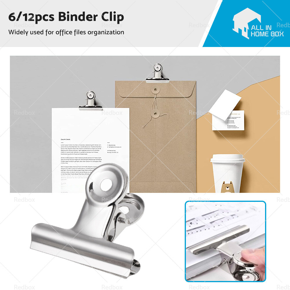 Stainless Steel Bulldog Paper Clip Metal Office Binder Grip Clamp 75mm ...