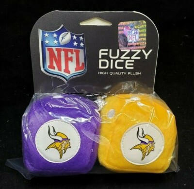 New NFL Minnesota Vikings Plush Fuzzy Dice Rear View Mirror Dangle ...