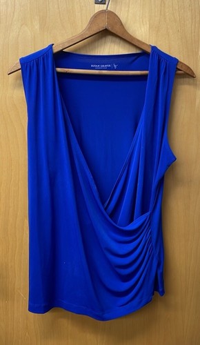 Susan Graver XL Liquid Knit Crossover Deep V Sleeveless Top Stretchy ...