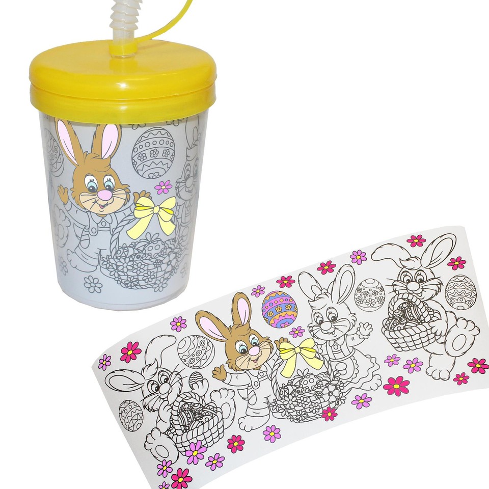 Easter Colour your own Cup with Straw Arts and Crafts Children ...