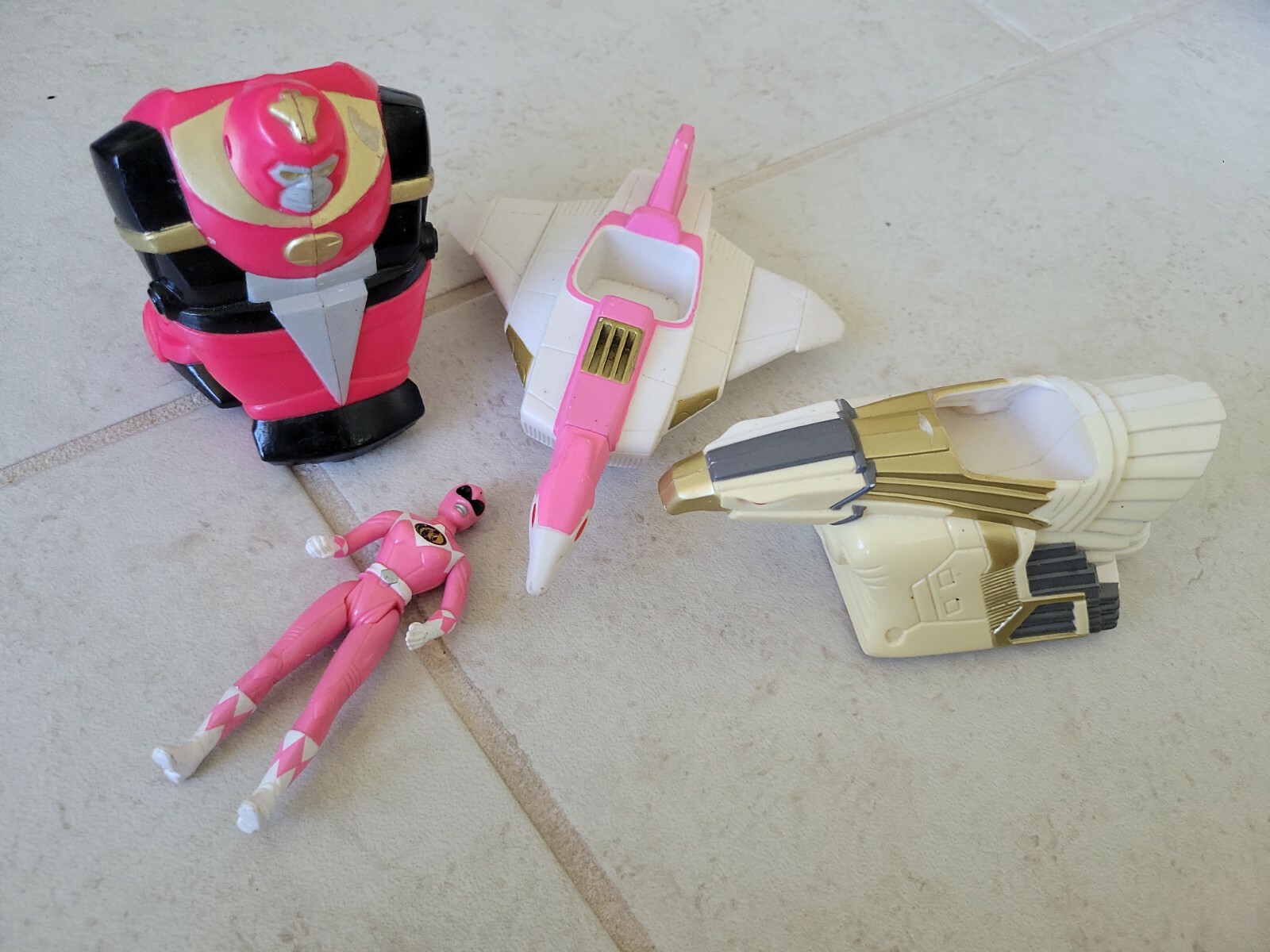 MIGHTY MORPHIN POWER RANGER BANDAI SABAN 1995 PINK WHITE RED ZORDS ...
