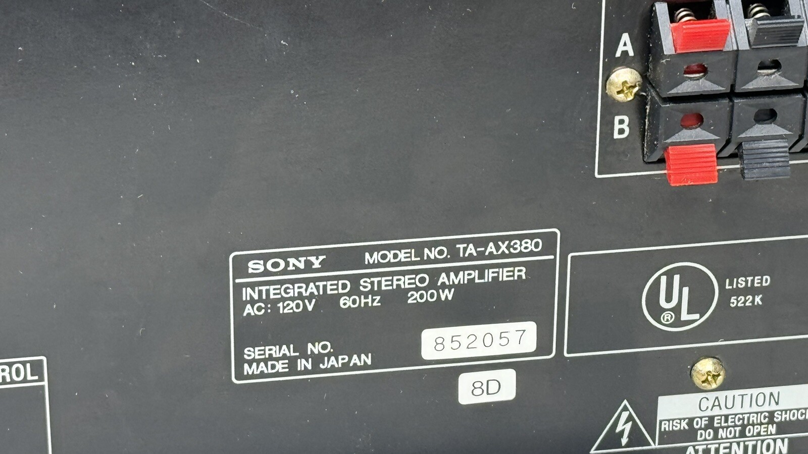 SONY TA-AX390 5-Band Acoustic Equalizer Integrated Amplifier POWERS ON ...