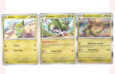 Haxorus 046/064 - Shrouded Fable - Pokemon 3 Card Set - Fraxure Axew | eBay